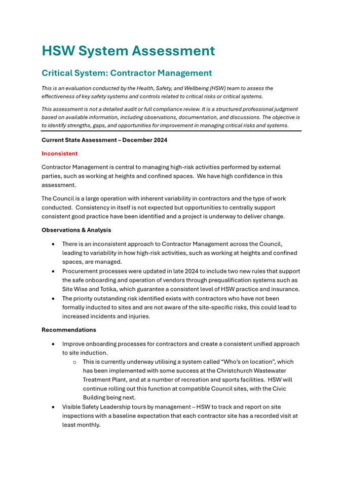 Agenda of Health, Safety and Wellbeing Committee - Friday, 7 March 2025