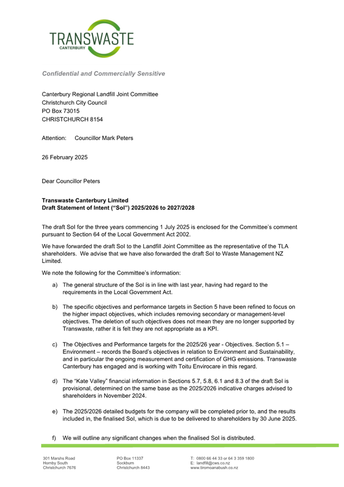 Agenda of Canterbury Regional Landfill Joint Committee - Monday, 7 ...